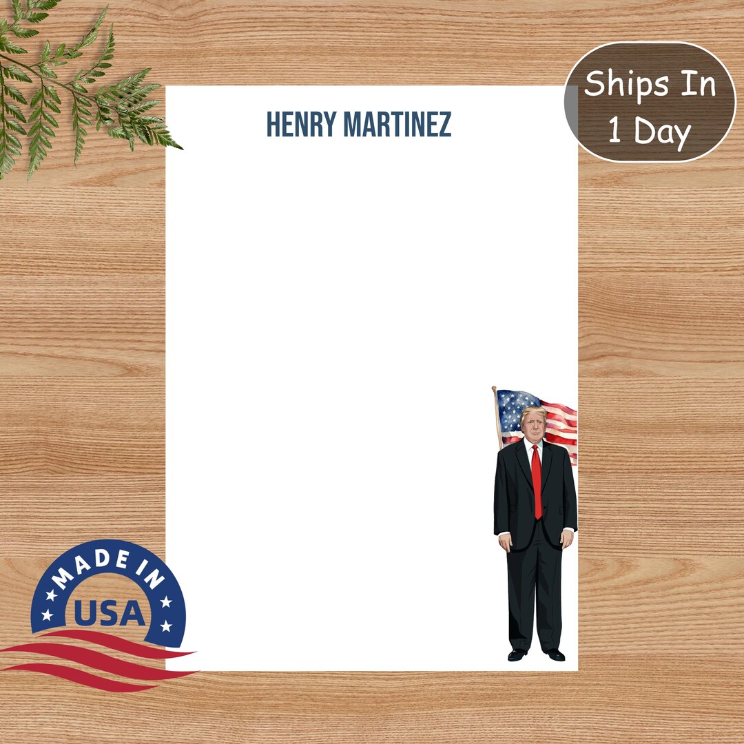 Personalized Trump Portrait Notepad: Custom Name, Patriotic Gift, Made ...