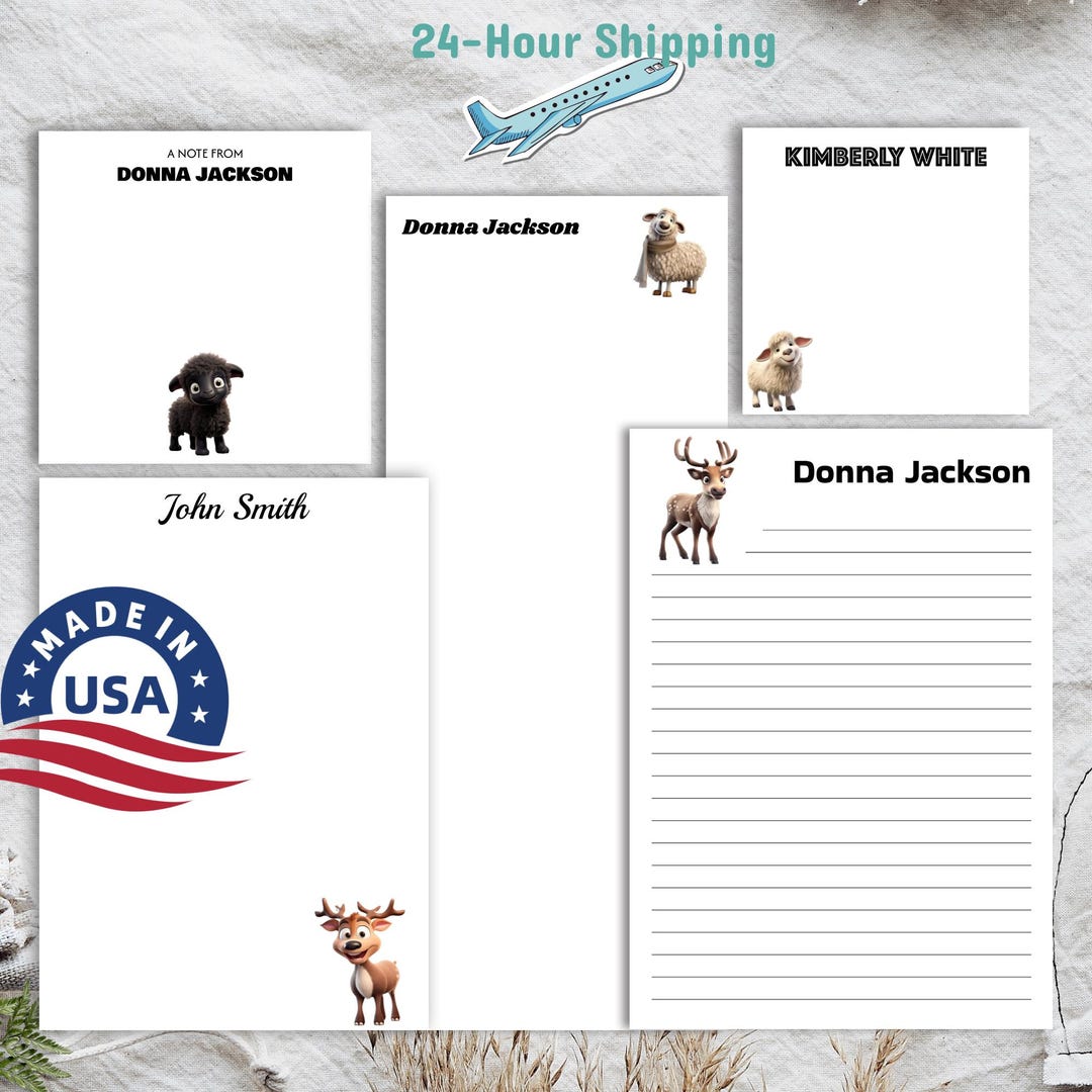 Personalized Farm Animal Notepad | Sheep and Goat Stationery for Animal ...