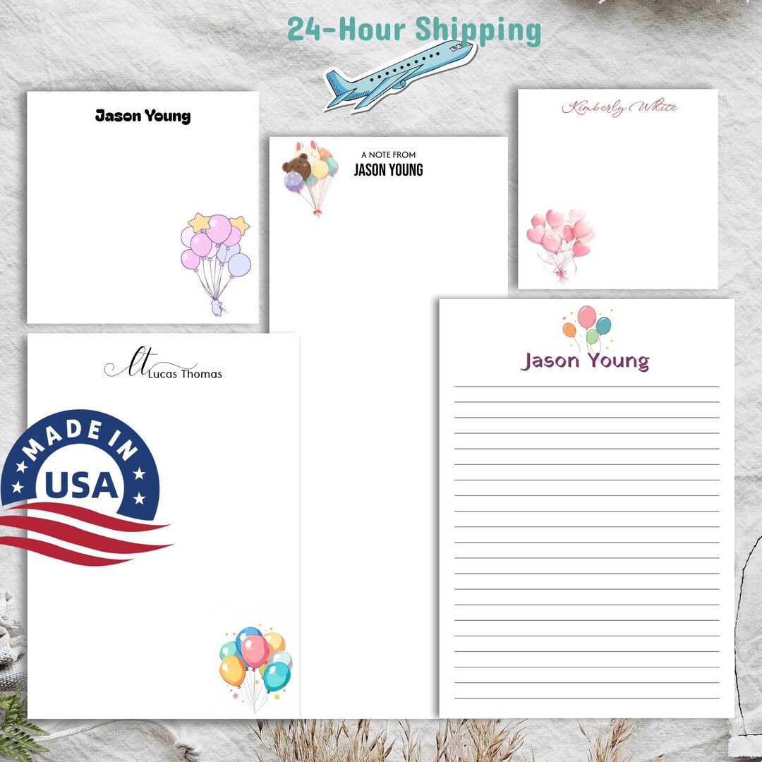 Personalized Balloon Notepad: Custom Stationery, Gift for Kids - Etsy