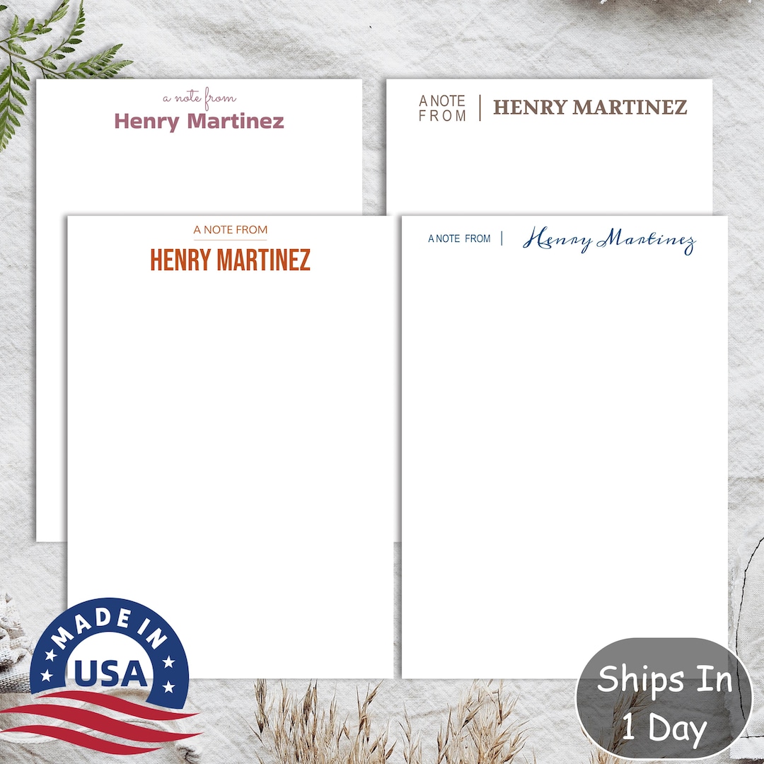 Personalized Custom Notepad, Stationery Gift Idea, Customized "a Note ...