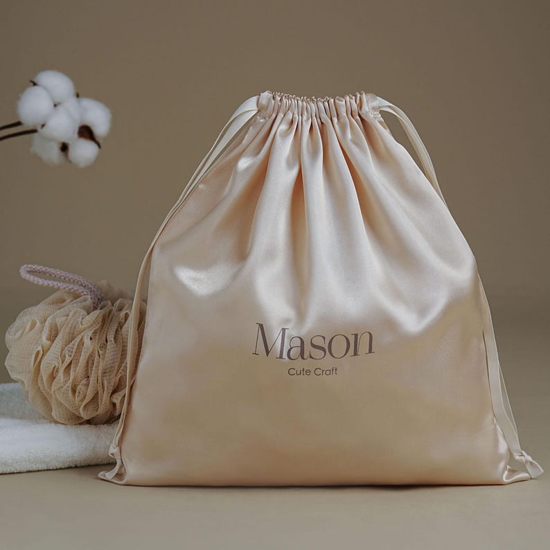 100pcs Custom Logo Satin Drawstring Bags: Handmade Package for Clothes ...