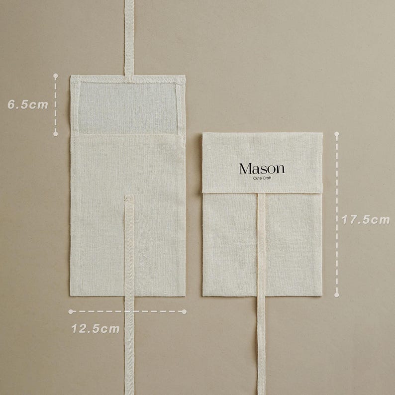 50pcs Beige Organic Linen Dust Bags: Custom Logo Flap Bag With String ...