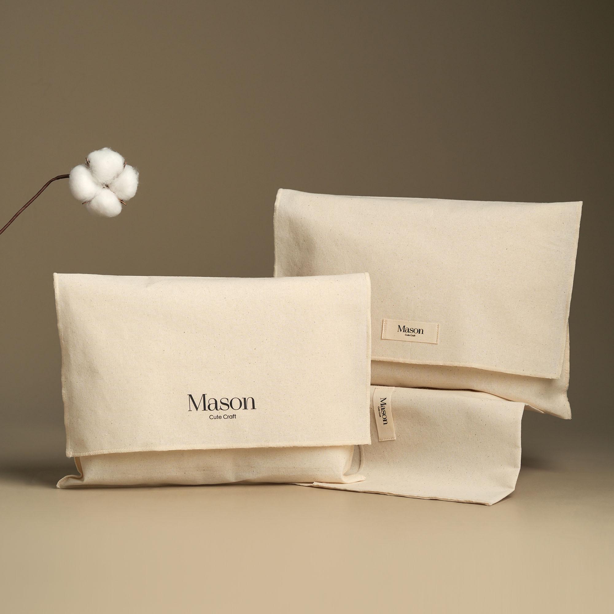 50pcs Beige Cotton Envelope Dust Bags: Custom Logo Label, Jewelry Pouch ...