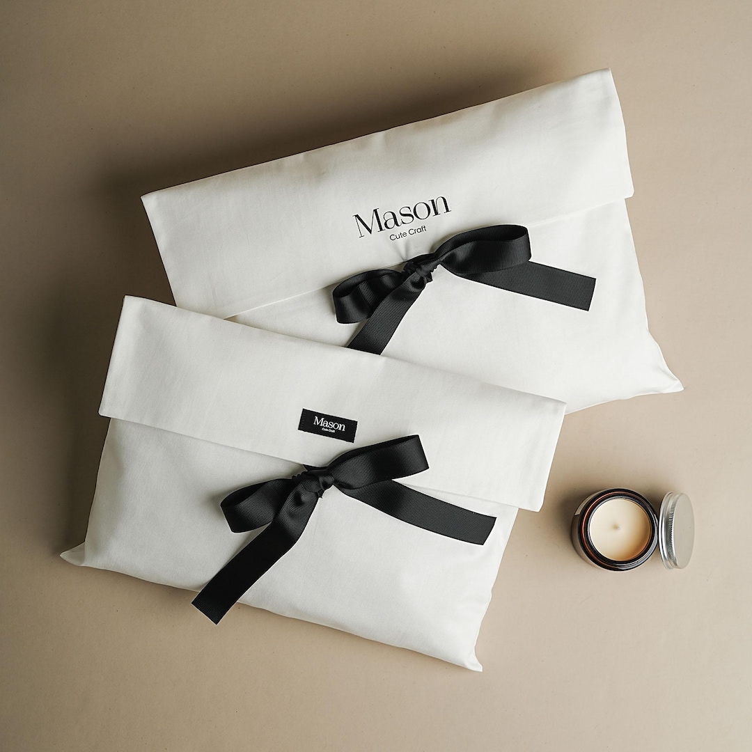 50pcs White Twill Cotton Flap Bags: Personalized Logo, Double Layer ...