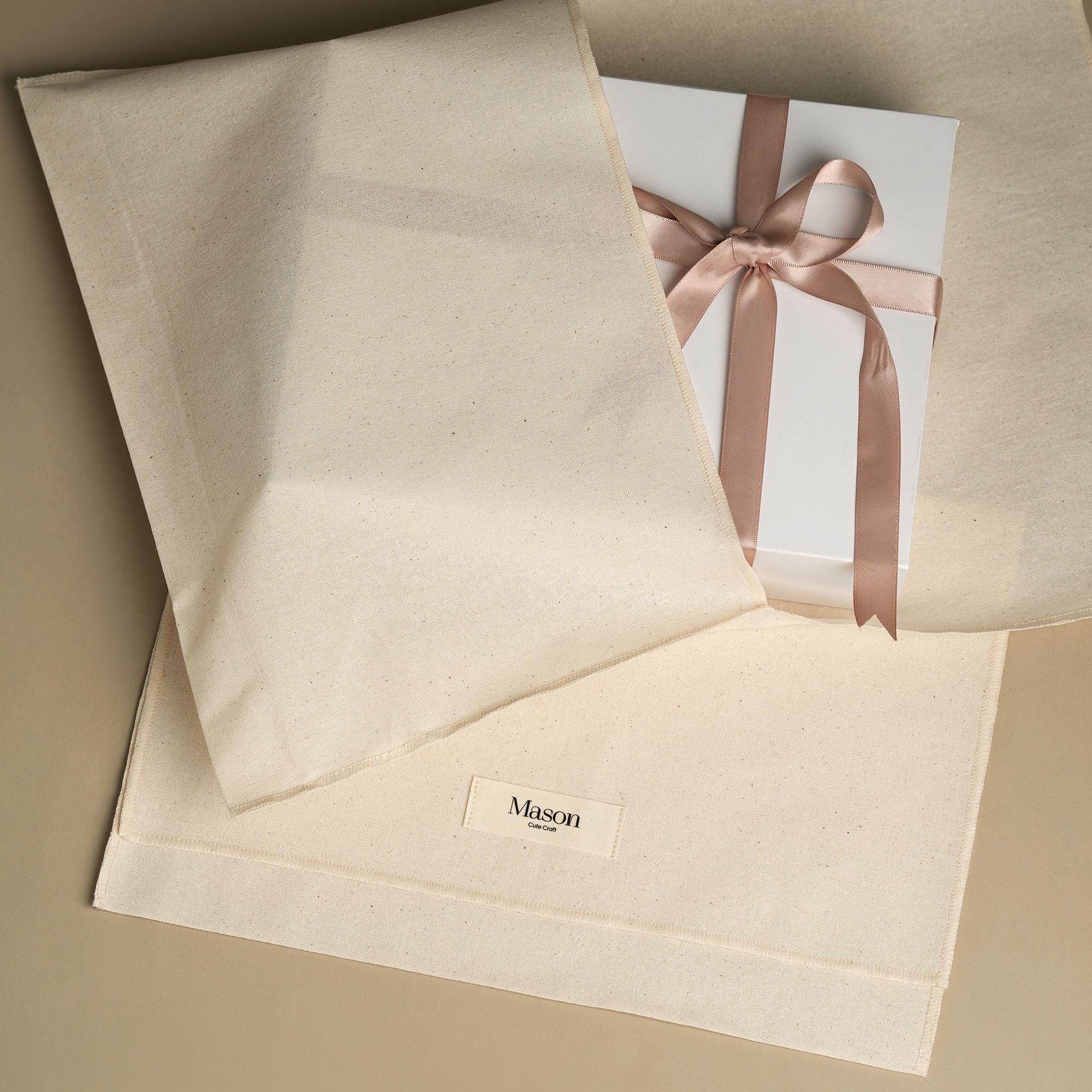 50pcs Beige Cotton Envelope Dust Bags: Custom Logo Label, Jewelry Pouch ...