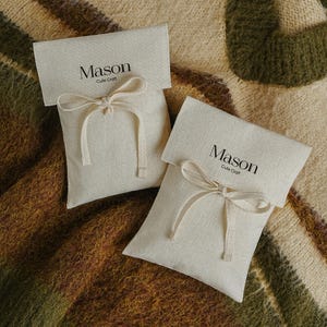 50pcs Beige Organic Linen Dust Bags: Custom Logo Flap Bag With String ...