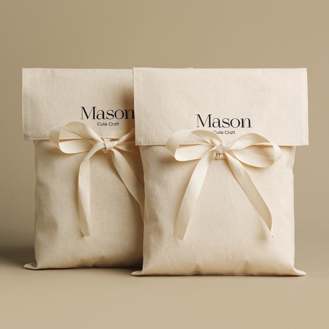 50pcs Beige Cotton Envelope Dust Bags: Custom Logo With String HBM-402 ...
