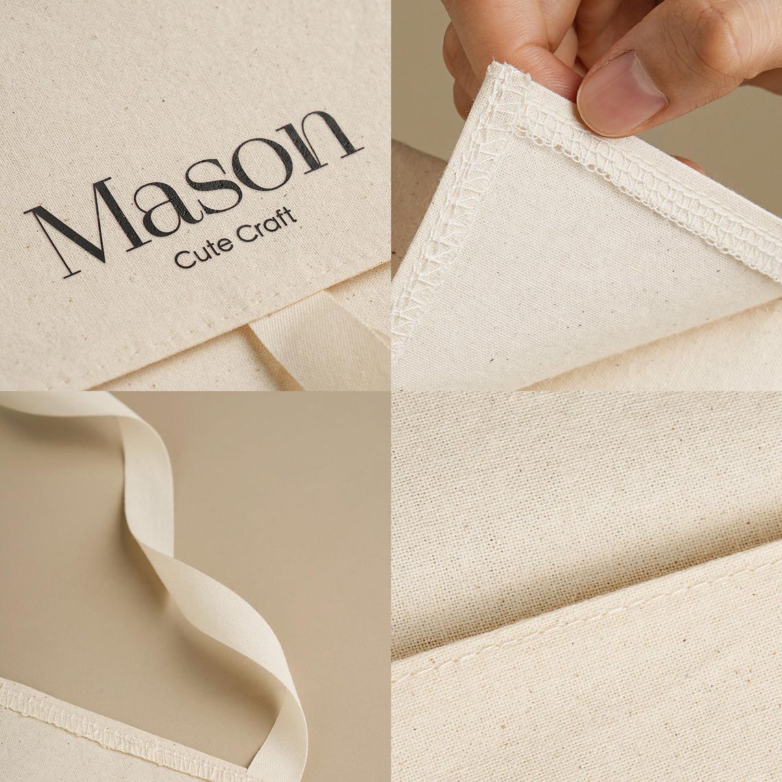50pcs Beige Cotton Envelope Dust Bags: Custom Logo With String HBM-402 ...