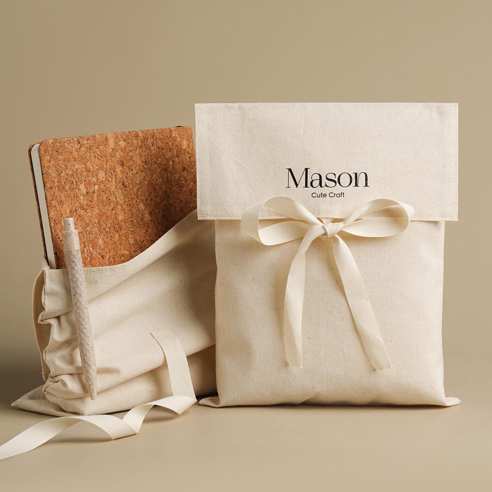 50pcs Beige Cotton Envelope Dust Bags: Custom Logo With String HBM-402 ...