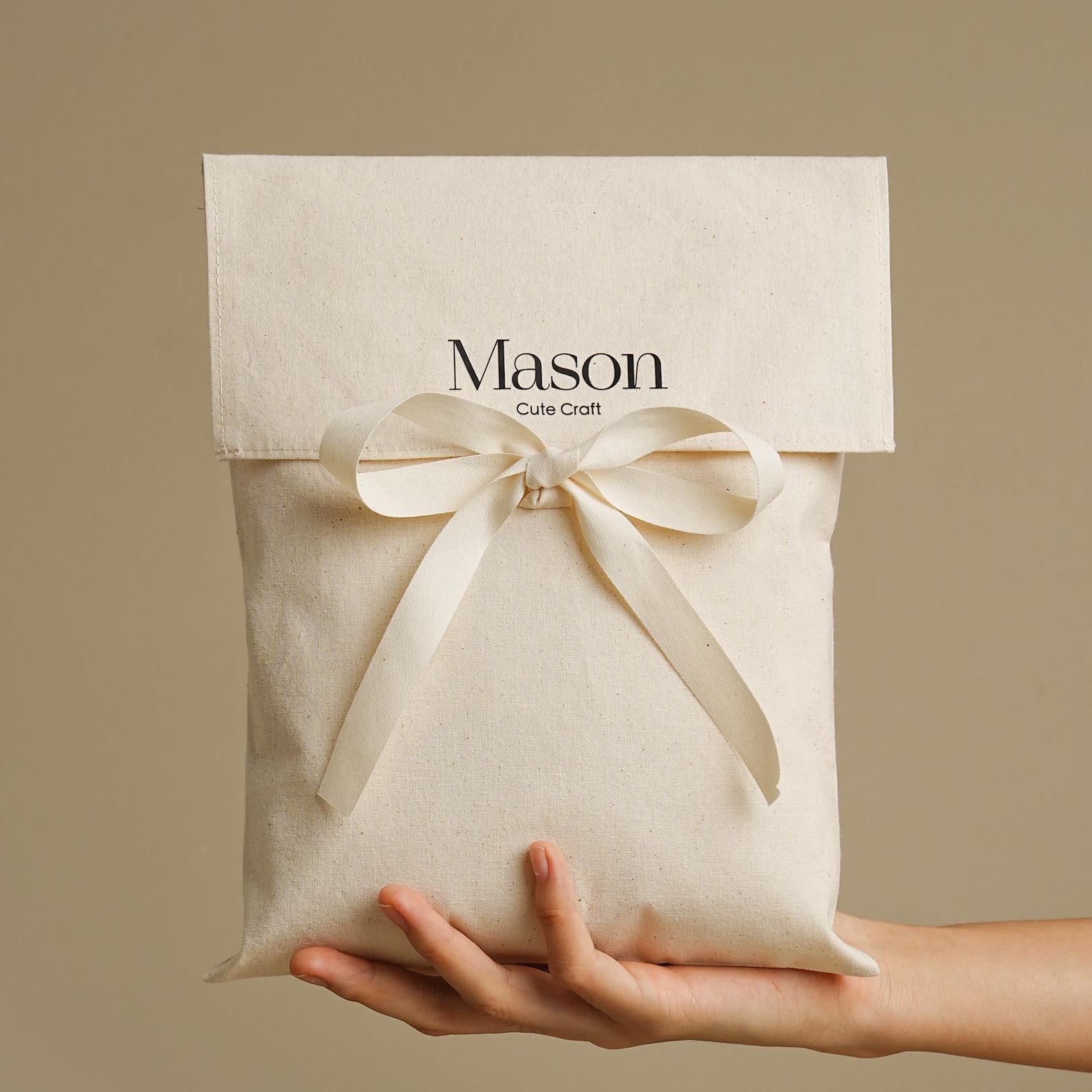 50pcs Beige Cotton Envelope Dust Bags: Custom Logo With String HBM-402 ...