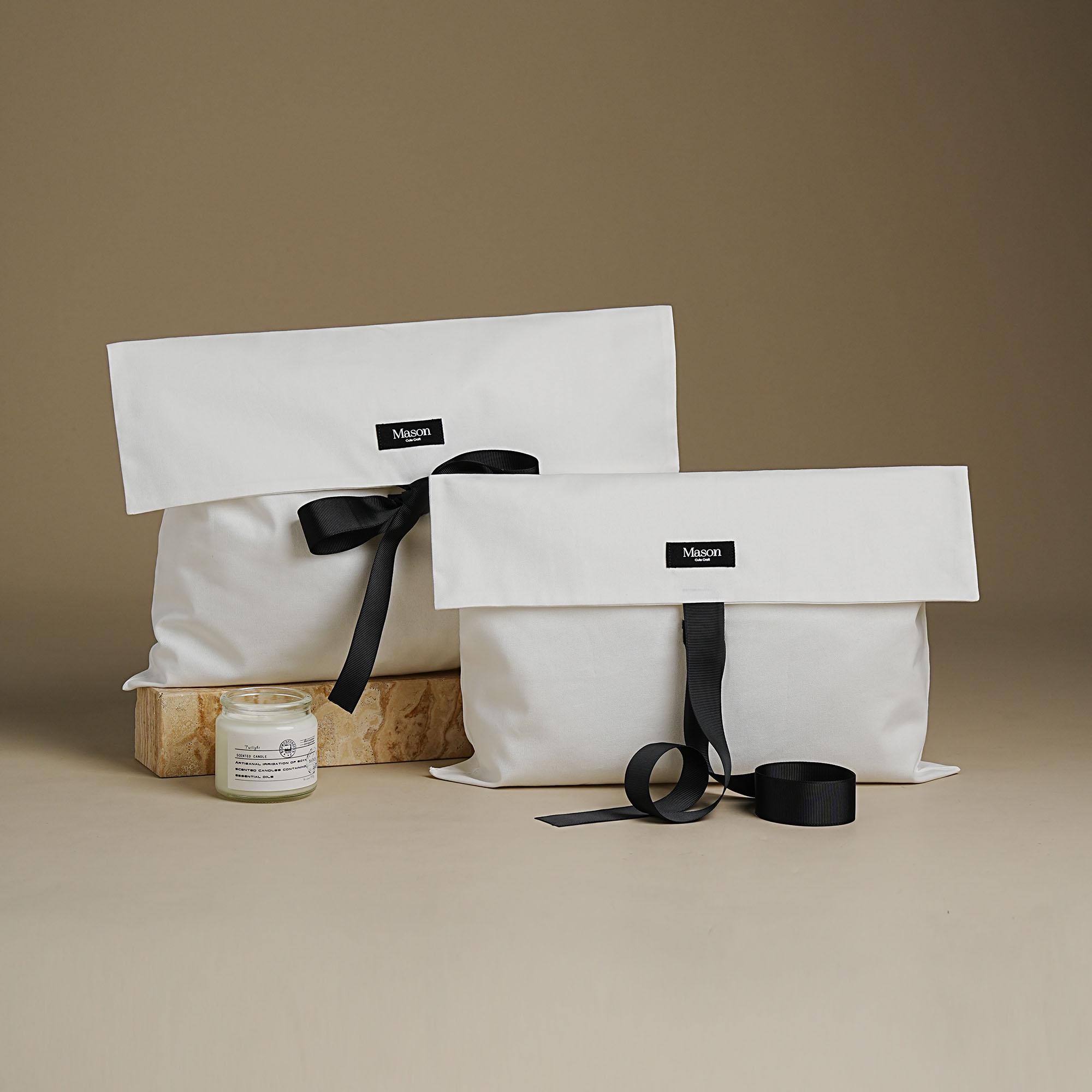 50pcs White Twill Cotton Flap Bags: Personalized Logo, Double Layer ...