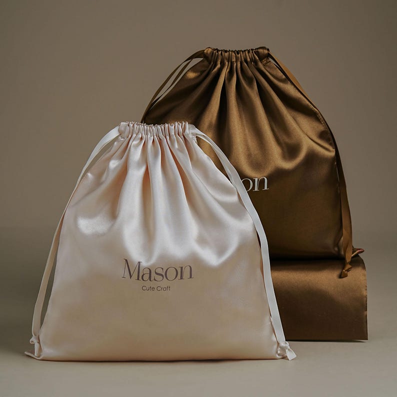 100pcs Custom Logo Satin Drawstring Bags: Handmade Package for Clothes ...