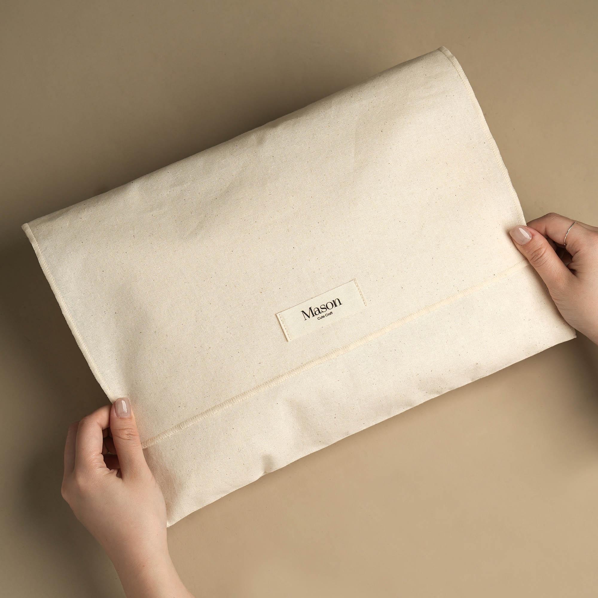 50pcs Beige Cotton Envelope Dust Bags: Custom Logo Label, Jewelry Pouch ...