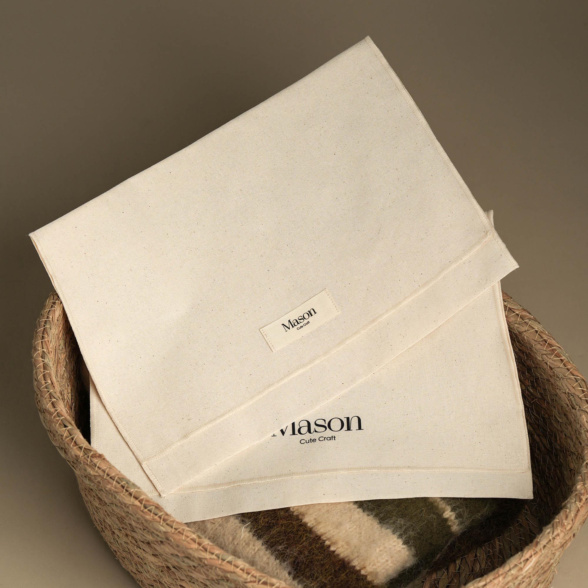 50pcs Beige Cotton Envelope Dust Bags: Custom Logo Label, Jewelry Pouch ...