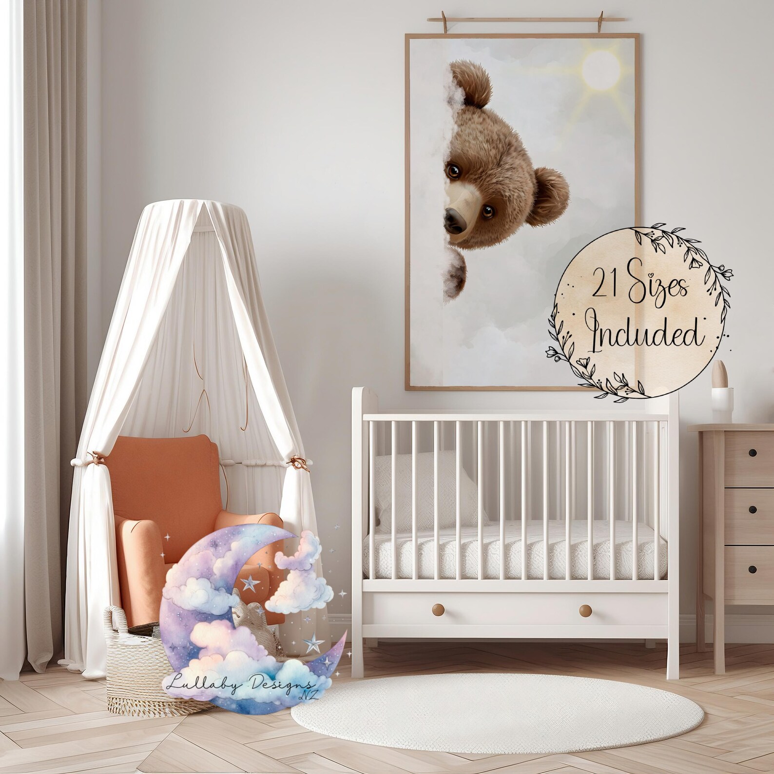 Triptych Peeking Bear Nursery Print, Woodland Nursery Digital Prints ...