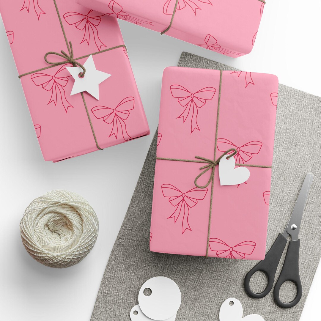 Chic Pink Bow Wrapping Paper Elegant Gift Wrap for Special Occasions - Etsy