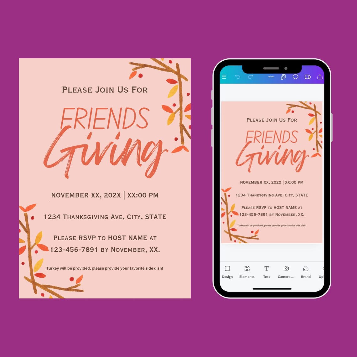 Friends Giving Template, Thanksgiving Template, Thanksgiving Digital ...