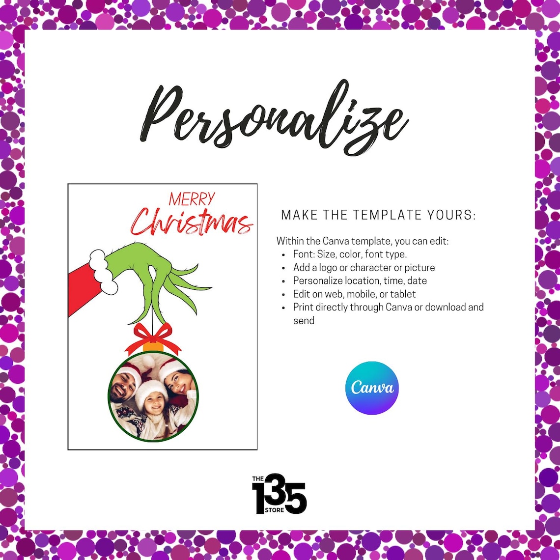 The Grinch Christmas Card, Family Christmas Card, Grinch Template ...