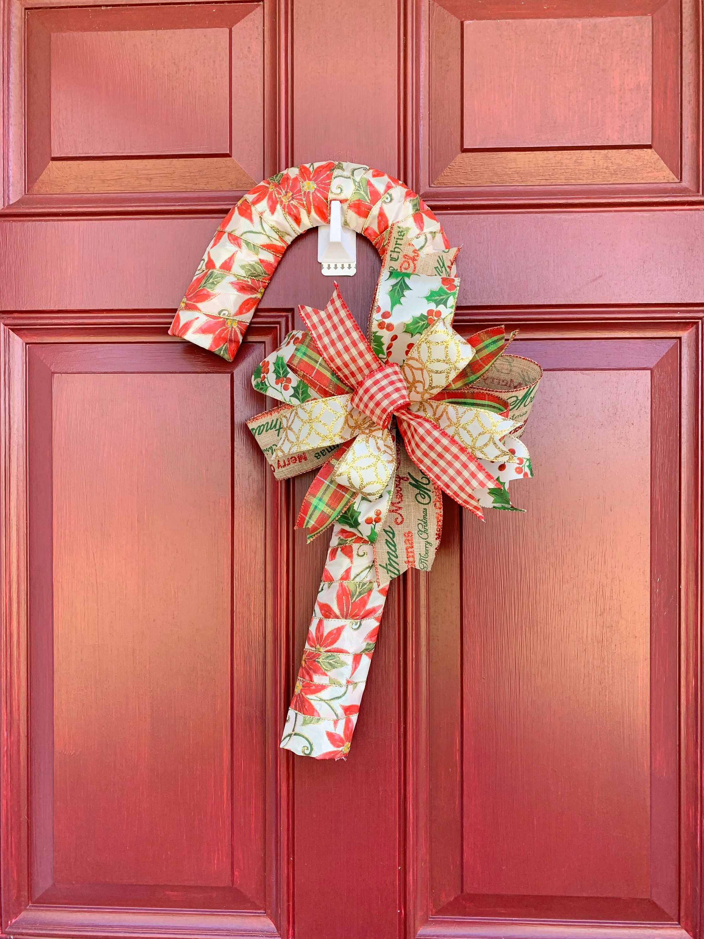 Candy Cane Door Hanger Candy Cane Wreath Christmas Decor | Etsy