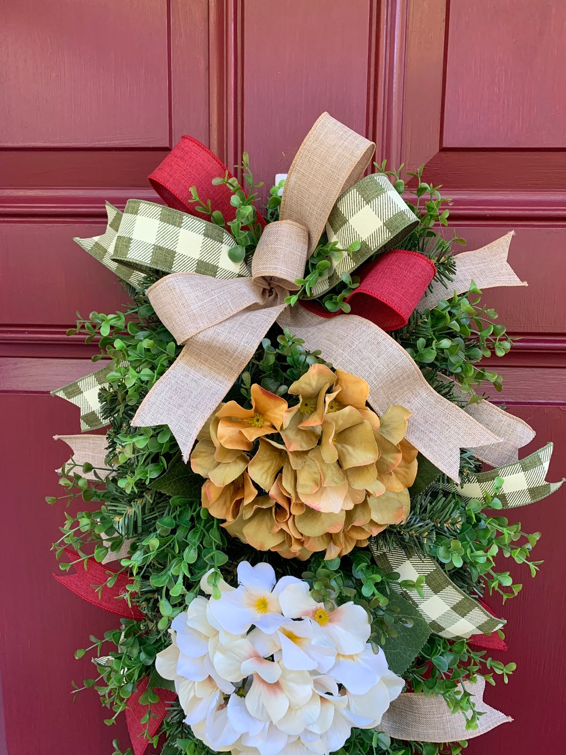 Hydrangea Wreath Swag for Front Door Everyday Country Swag | Etsy