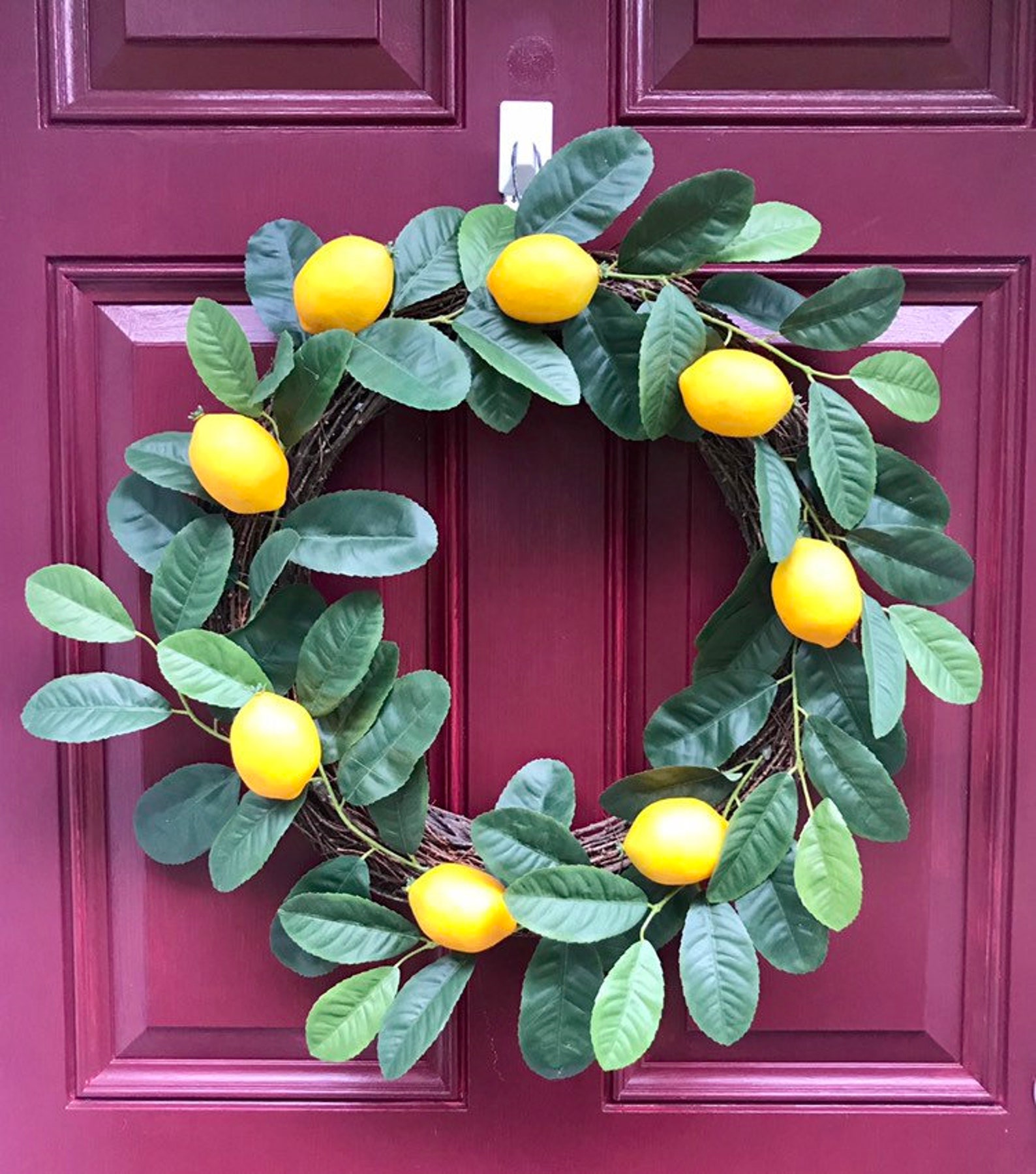 Lemon Wreath for Front Door, Lemon Farmhouse Theme Kitchen Decor ...