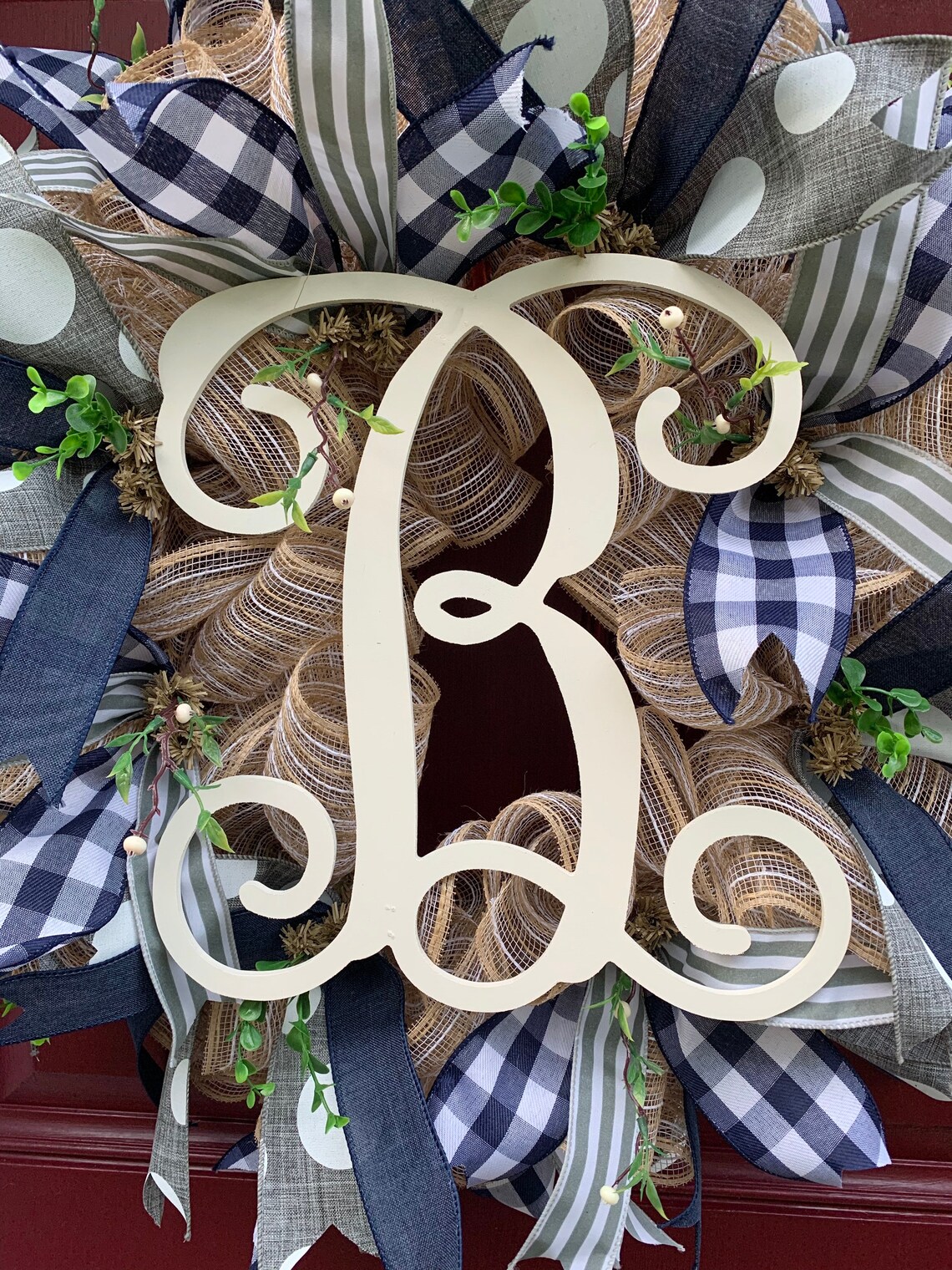 Personalized Everyday Farmhouse Wreath With Monogram for Front Door ...