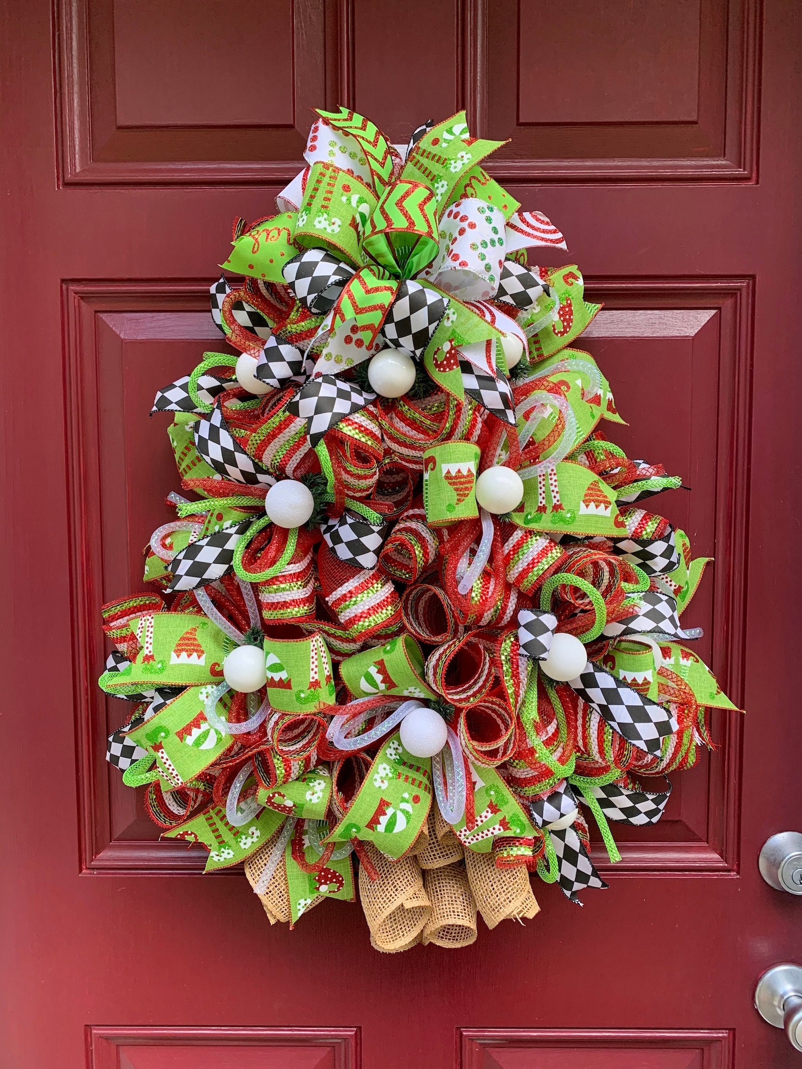 Christmas Tree Wreath Front Door Decor Storm Door Holiday | Etsy