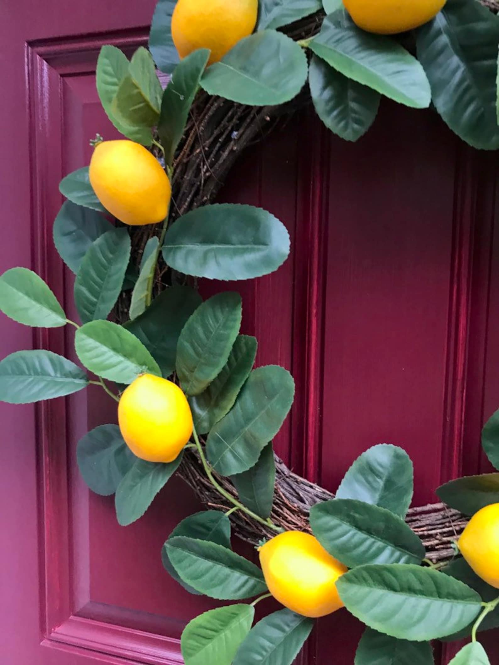Lemon Wreath for Front Door, Lemon Farmhouse Theme Kitchen Decor ...