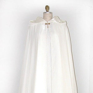 White Velvet Cloak Cape Lined in Satin, Wedding Long Hooded White Cape ...