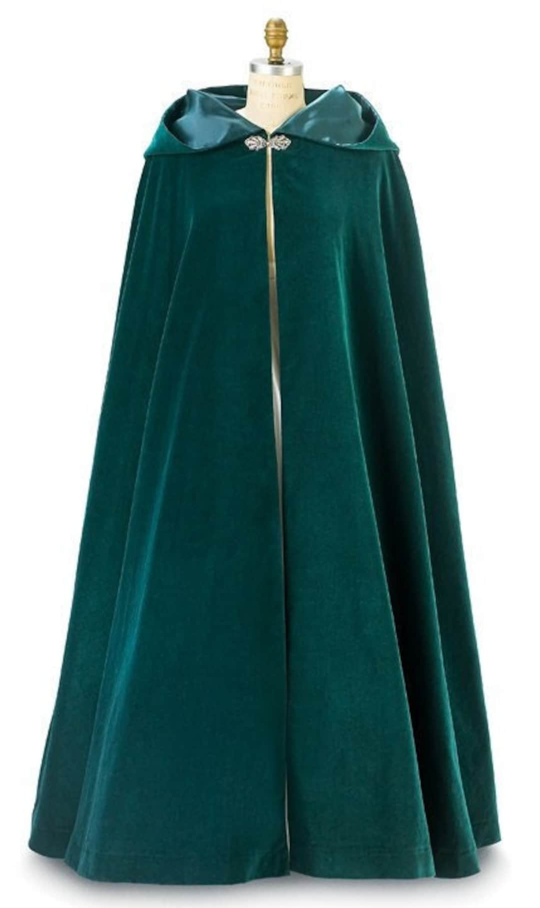 Green Velvet Cloak With Hood, Completely Lined in Green Satin - Custom ...