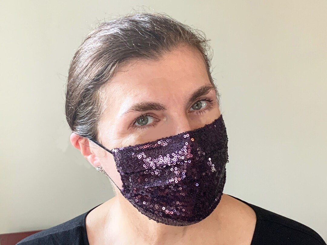 Magenta Purple Sequin Face Mask With 3 Layers Filter Pocket - Etsy