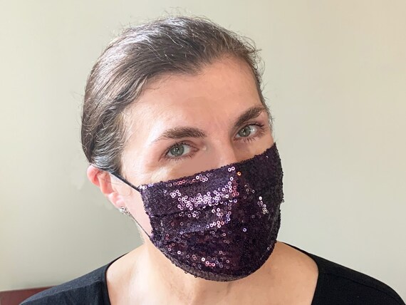 Magenta Purple Sequin Face Mask With 3 Layers Filter Pocket | Etsy