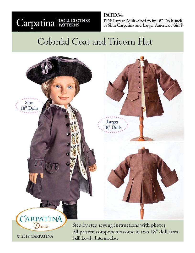 Colonial Coat and Tricorn Hat PDF Pattern Multi-sized for - Etsy Canada