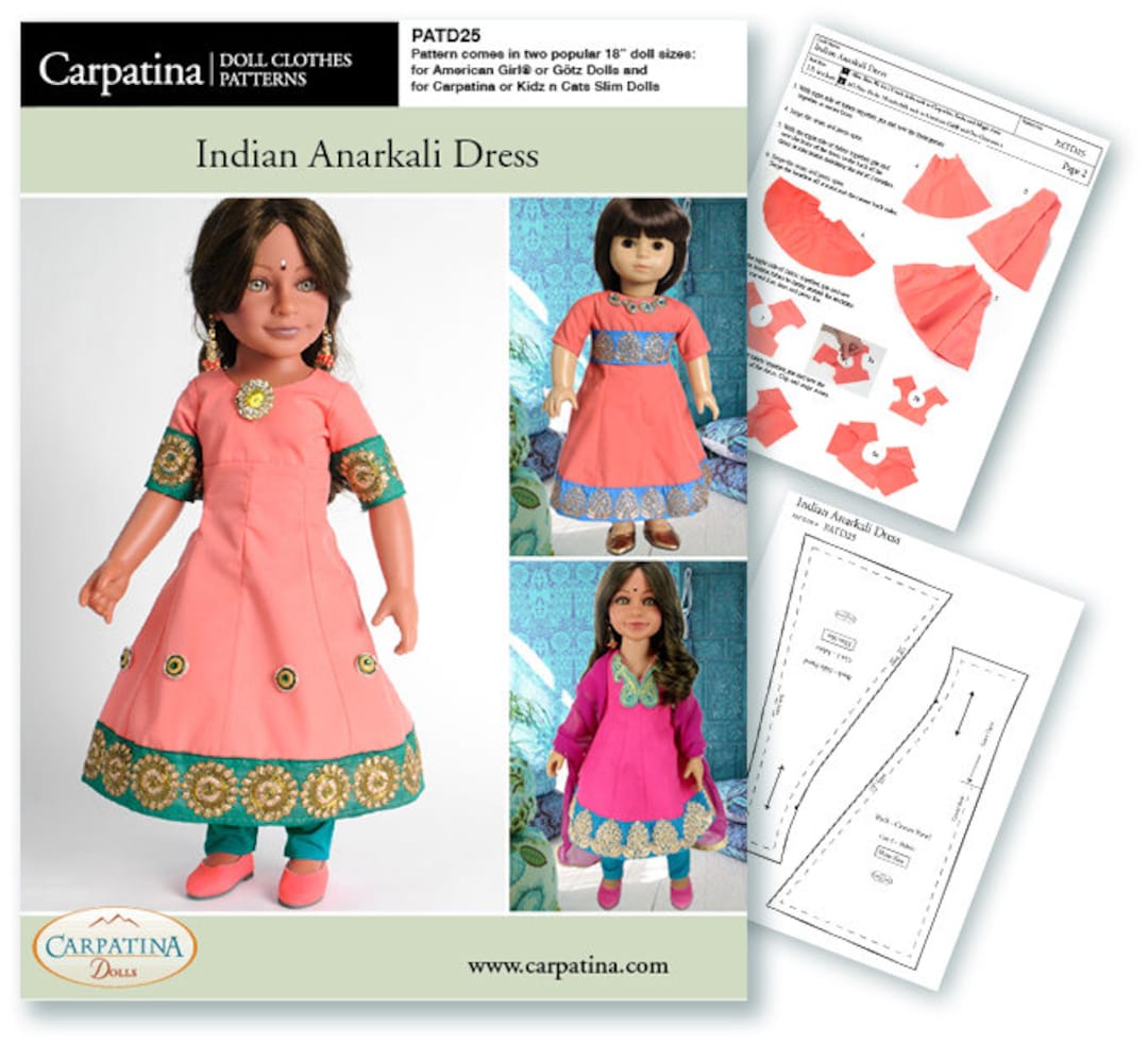 Indian Anarkali Dress and Salwar Pants DF Pattern, Multi-sized to Fit ...