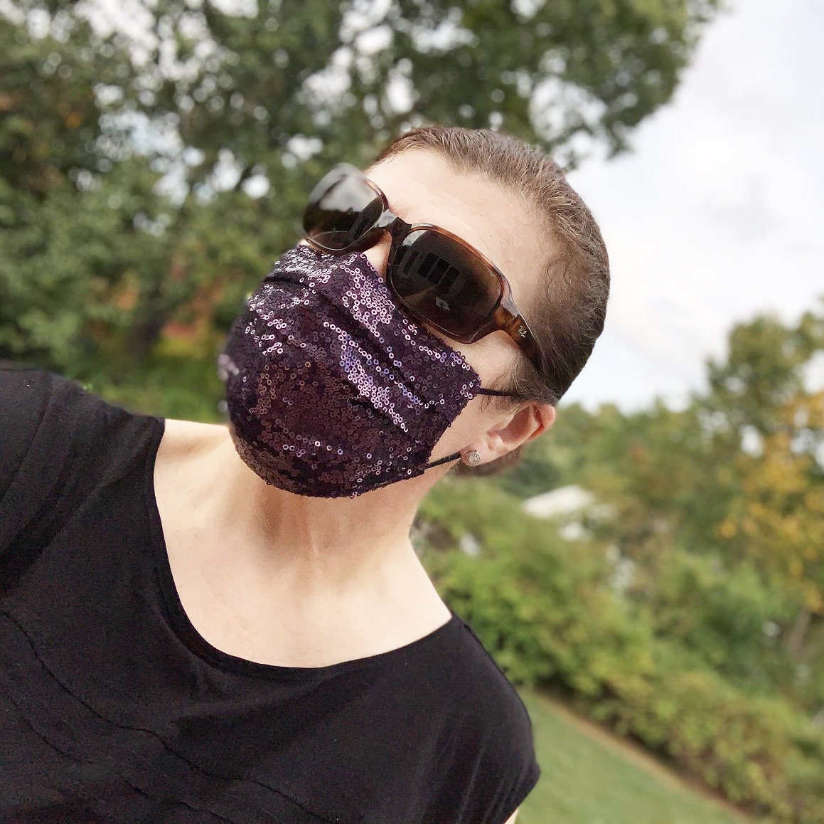 Magenta Purple Sequin Face Mask With 3 Layers Filter Pocket | Etsy