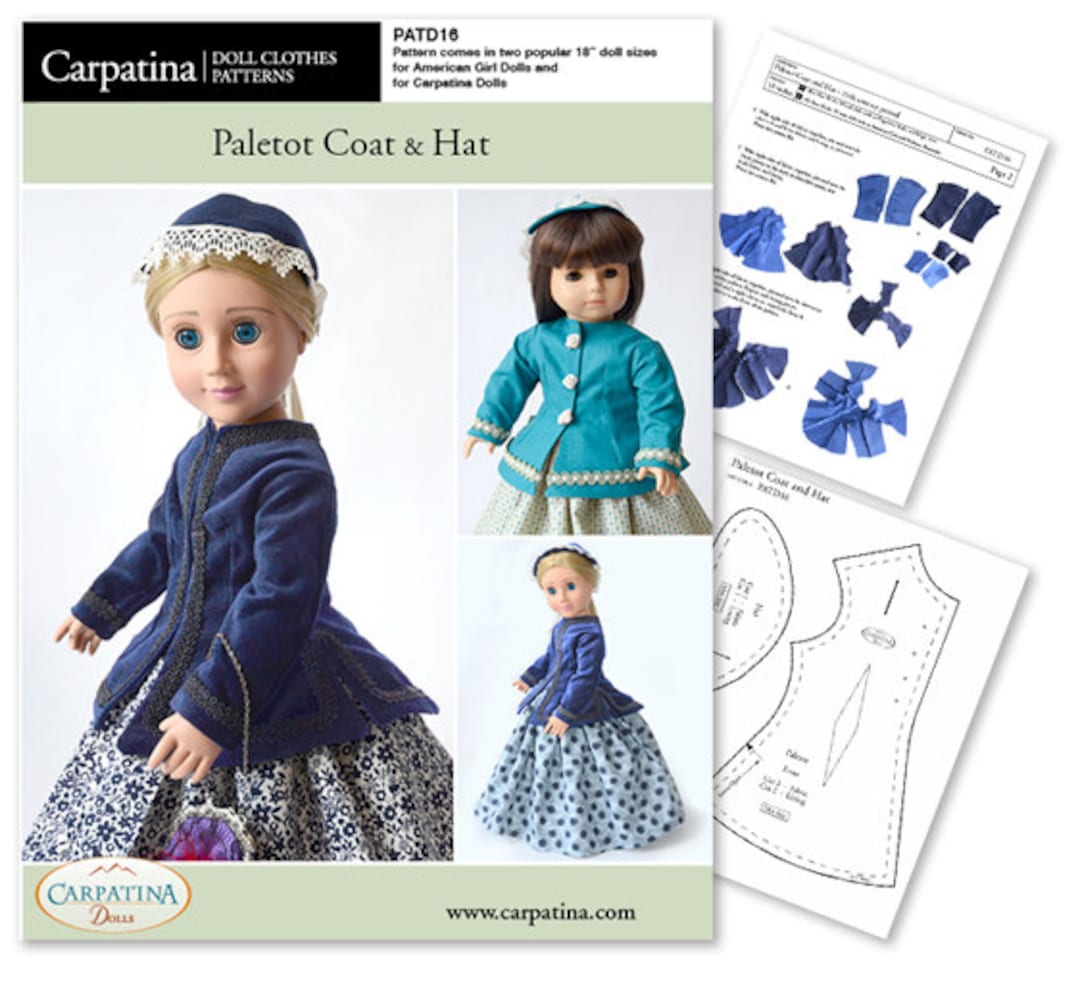 Paletot Coat & Hat 18 Inch Doll Clothes PDF Pattern, Multi-sized to Fit ...