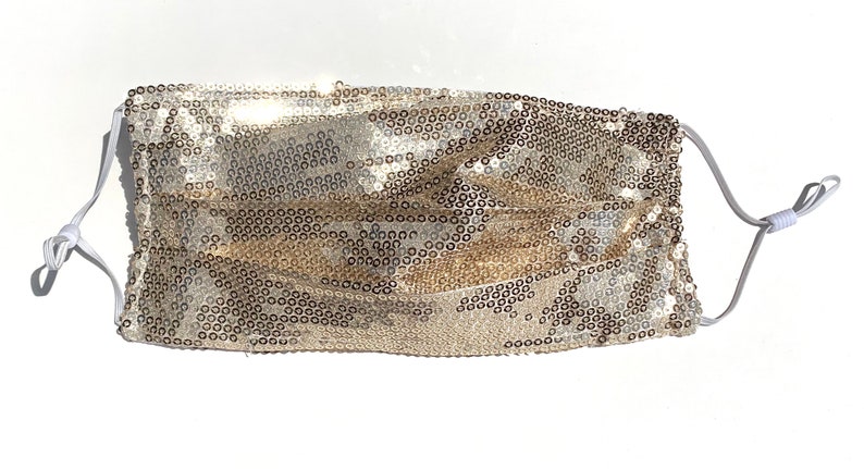 Gold Sequin Face Mask With Filter Pocket And Nose Wire Made Etsy