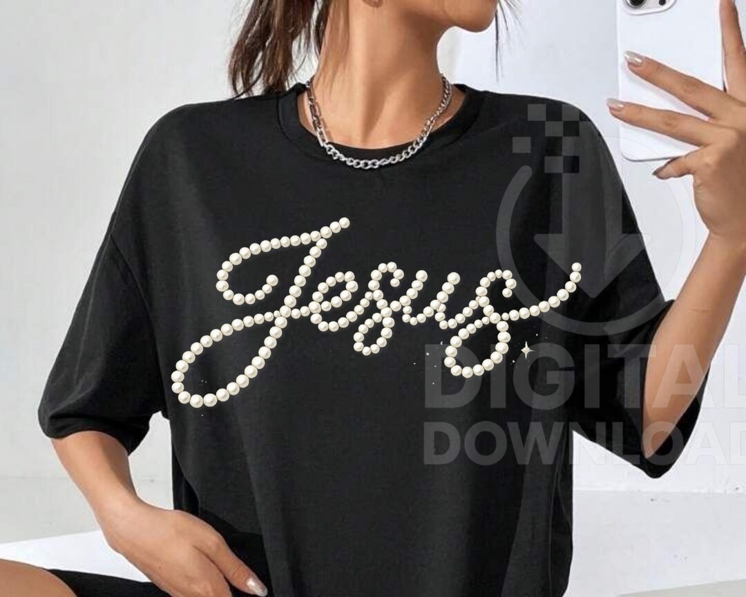 Jesus Pearl Script PNG - Etsy