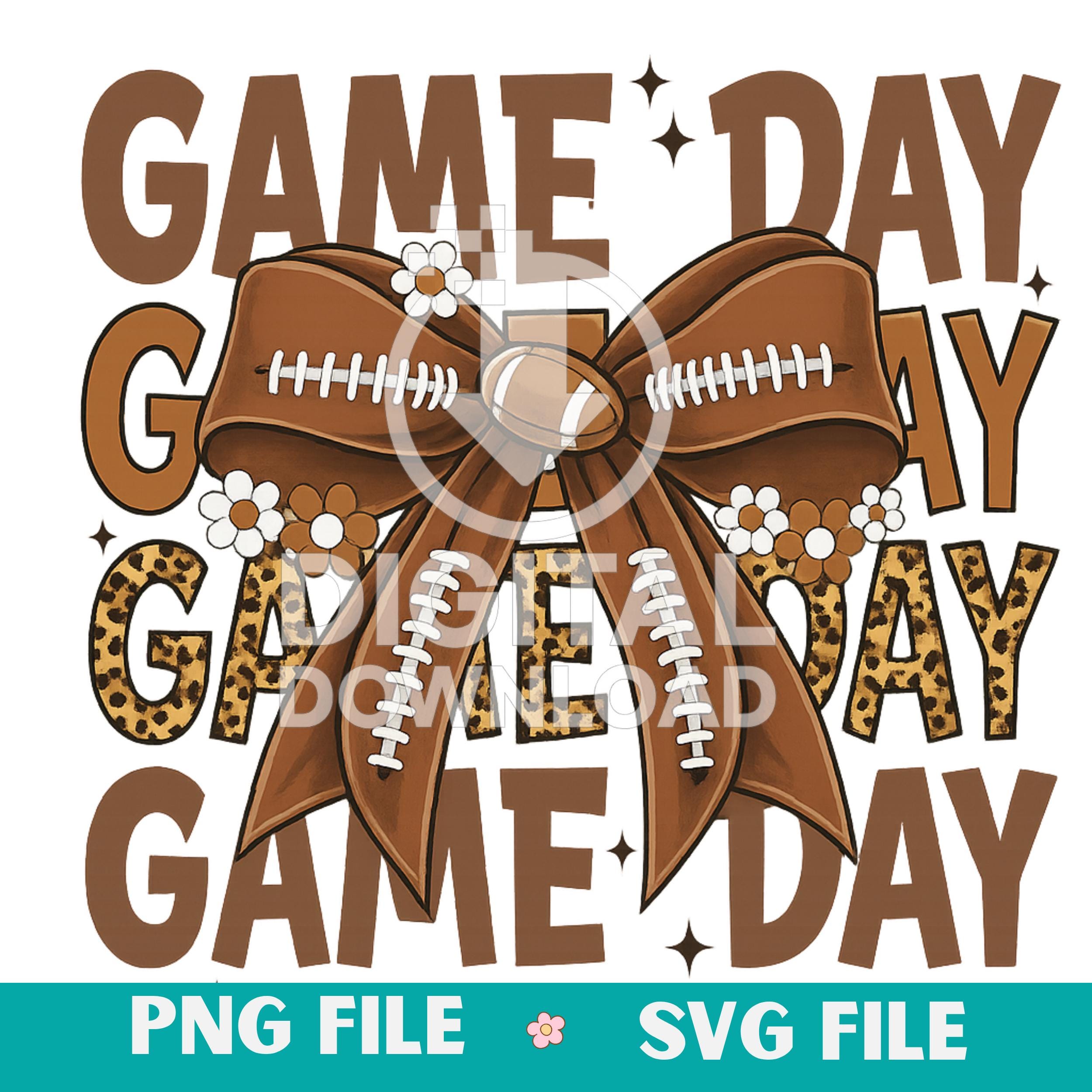 Game Day Football Bow PNG SVG, Cute Leopard Cheer Sublimation, Fall ...