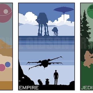Original Star Wars 12" X 18" Giclée Art Print Set of 3 Minimalist Movie ...