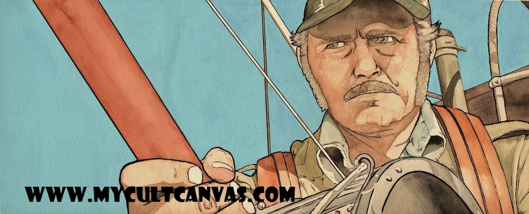 Original JAWS "too Many Captains" Captain Quint Art Print Poster by ...