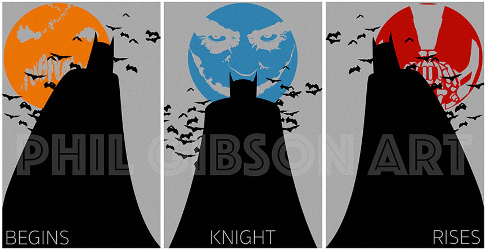 Original Dark Knight Trilogy Triptych 11 X 17 Art Print Poster Set ...
