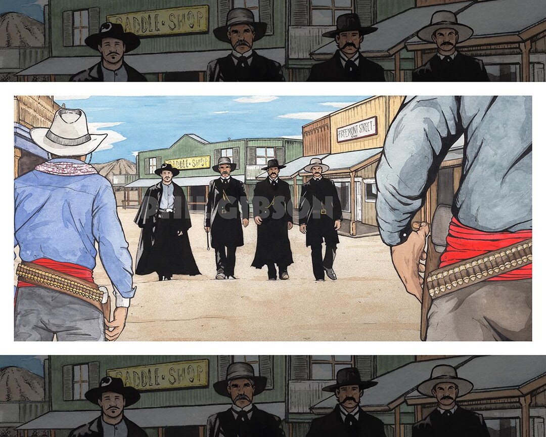 Original "gunfight at the O.K. Corral" 10" X 20" Art Print Western ...