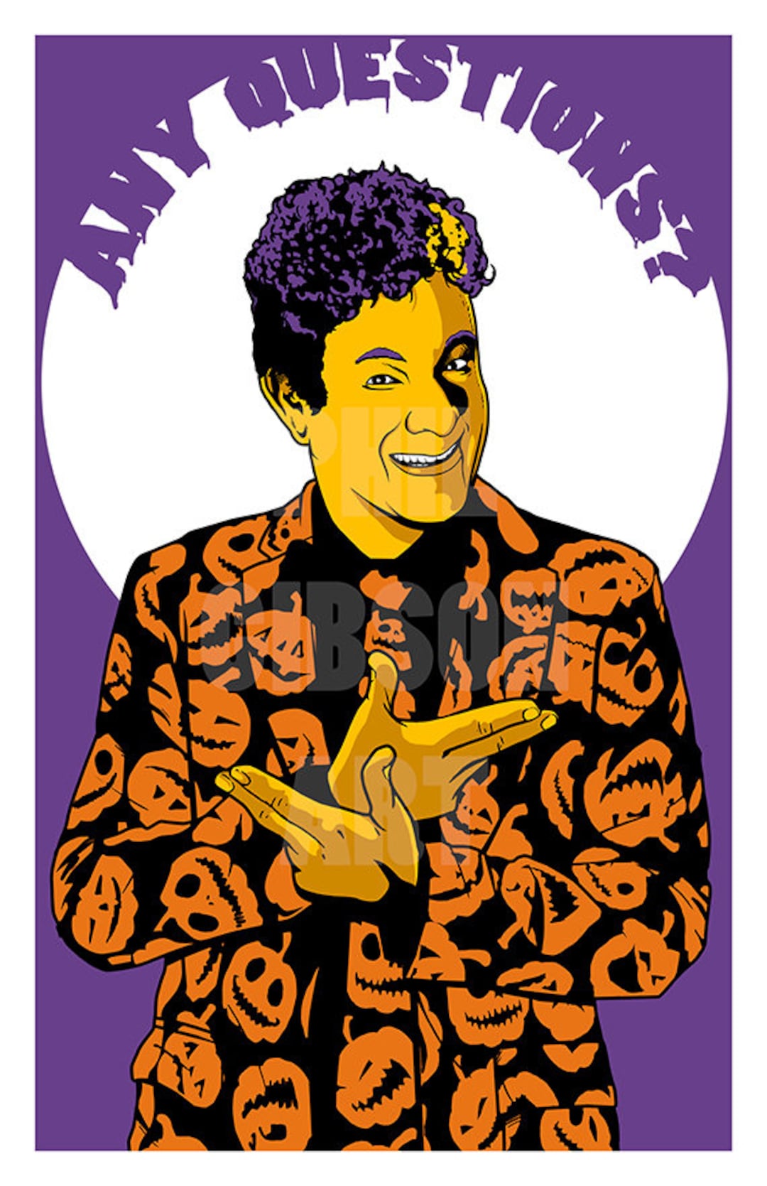Original “any Questions?” David S Pumpkins Halloween Art Print Poster ...