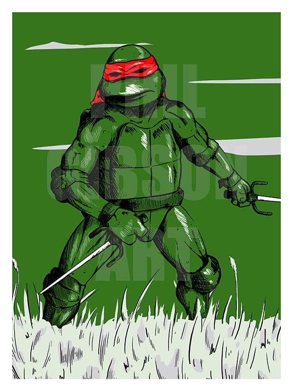 Original raph 12 X 16 Art Print Teenage Mutant Ninja Turtles Comic ...
