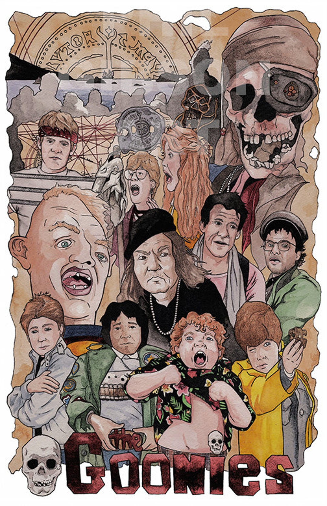 Original the Goonies Art Poster Print by Phil Gibson Chunk Truffle ...