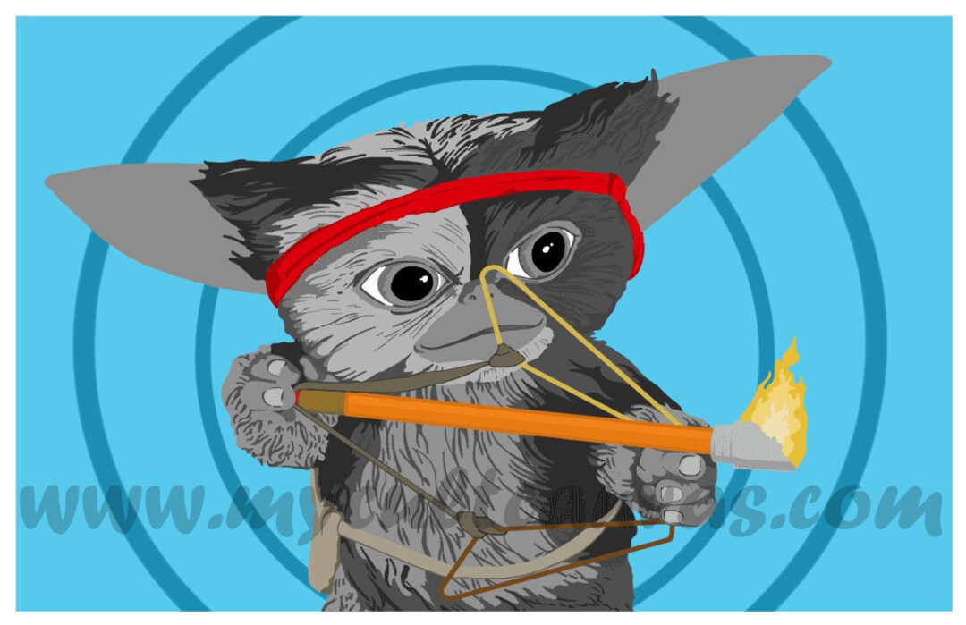 Original Rambo Gizmo Print "pushed Too Far" Gremlins Giclée Art Poster ...