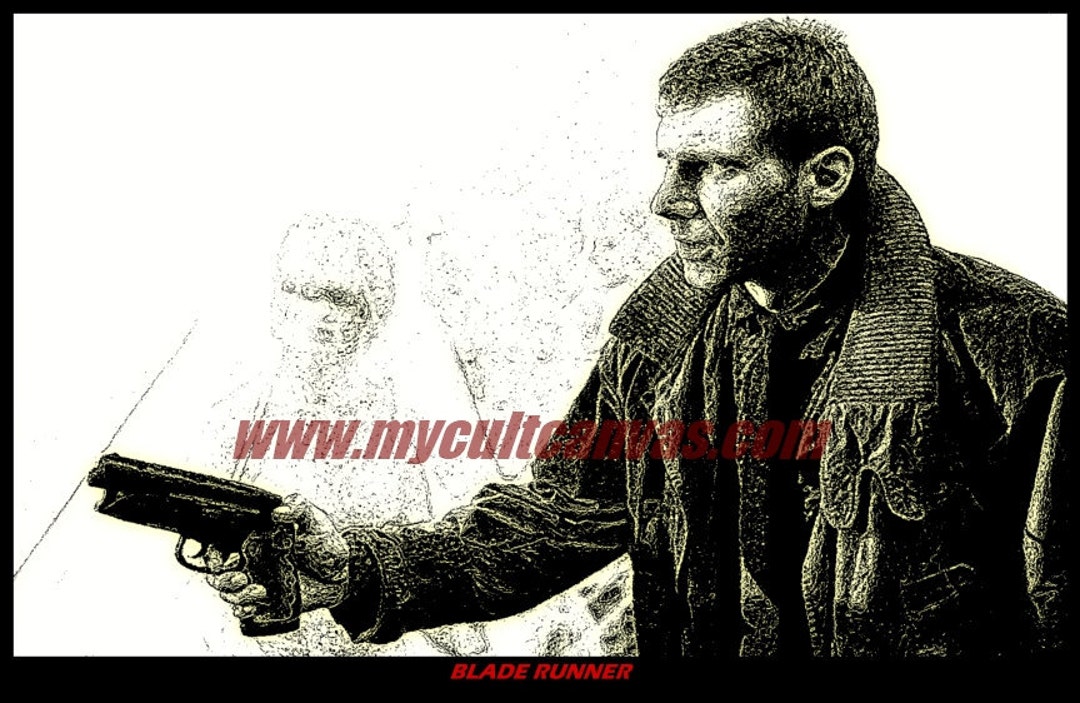 Original BLADE RUNNER Art Print Poster Deckard Harrison Ford Film Movie ...