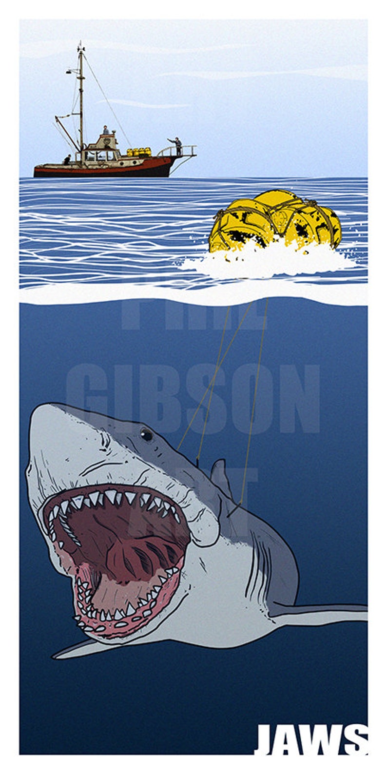 Original rogue Jaws Art Print Great White Shark - Etsy
