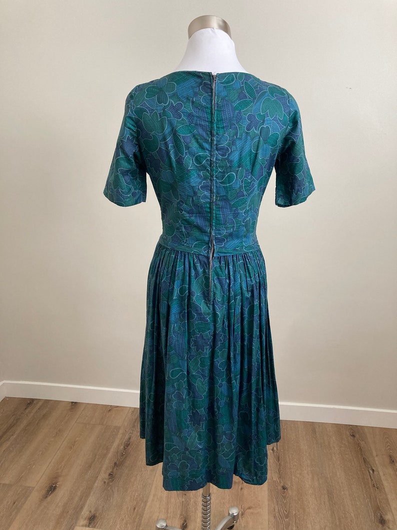 1950s 1960s Sweet CAROL RODGERS Blue and Green Floral Fit and | Etsy